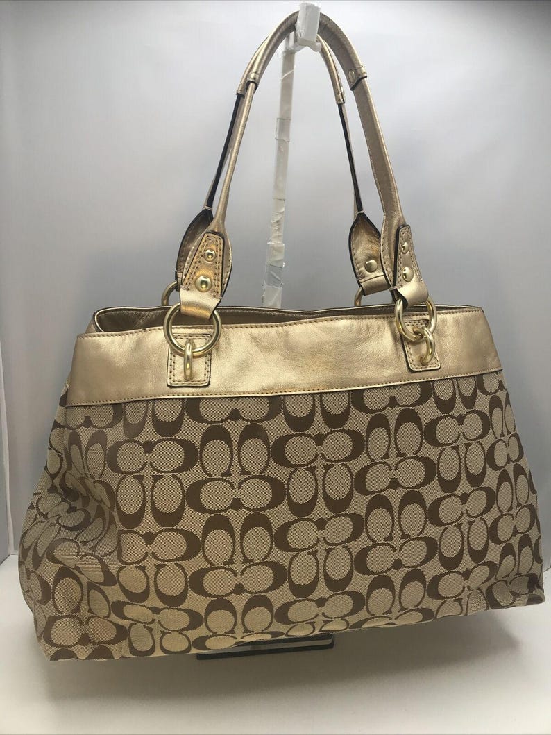 Coach Penelope Signature Jacquard Womens Shoulder Bag Gold/tan F15534 ...