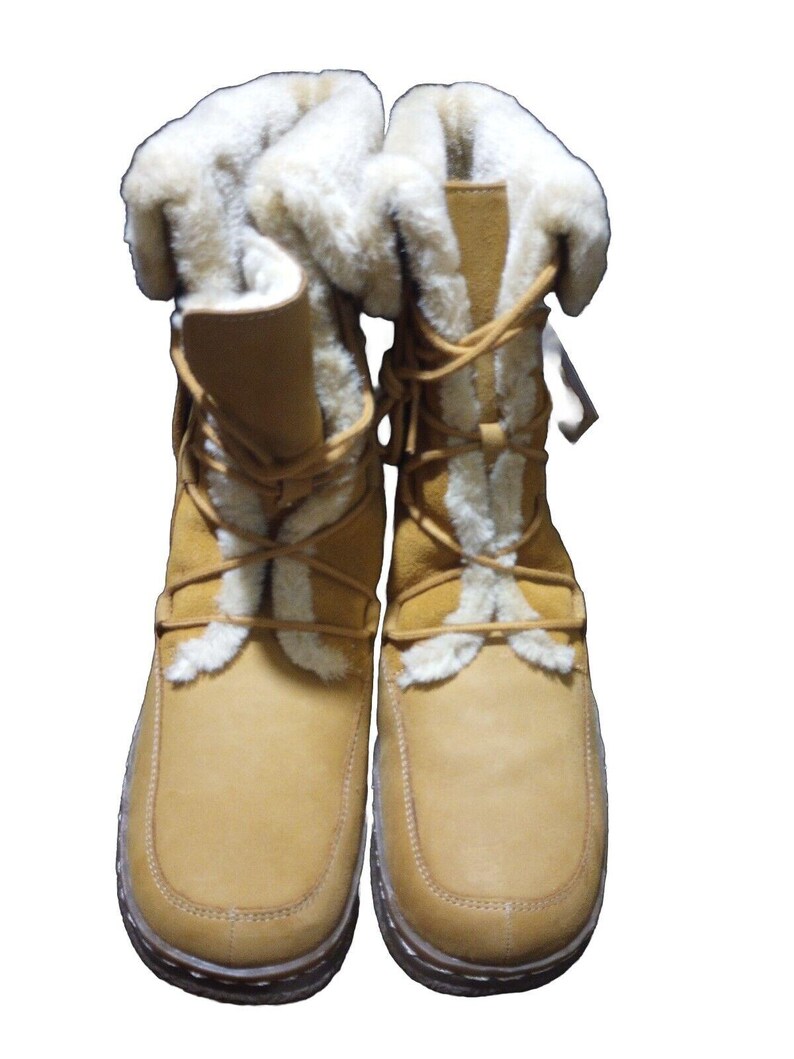 Dr. Scholls Diamond Suede Leather Square Toe Sherpa Fur Lace up Boots 9 ...