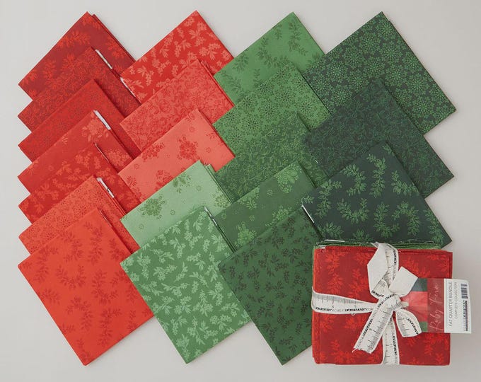 20 Pc. Fat Quarter Bundle - “ruby Fern” - Robert Kaufman - Christmas ...