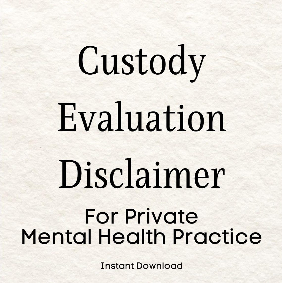 Custody Evaluation Disclaimer for Mental Health Practice (pennsylvania ...