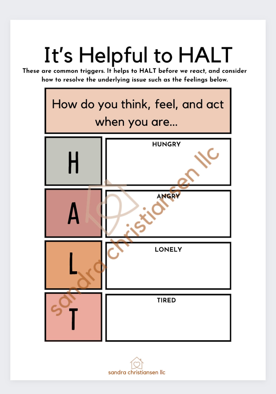 HALT Worksheet Instant Download - Etsy