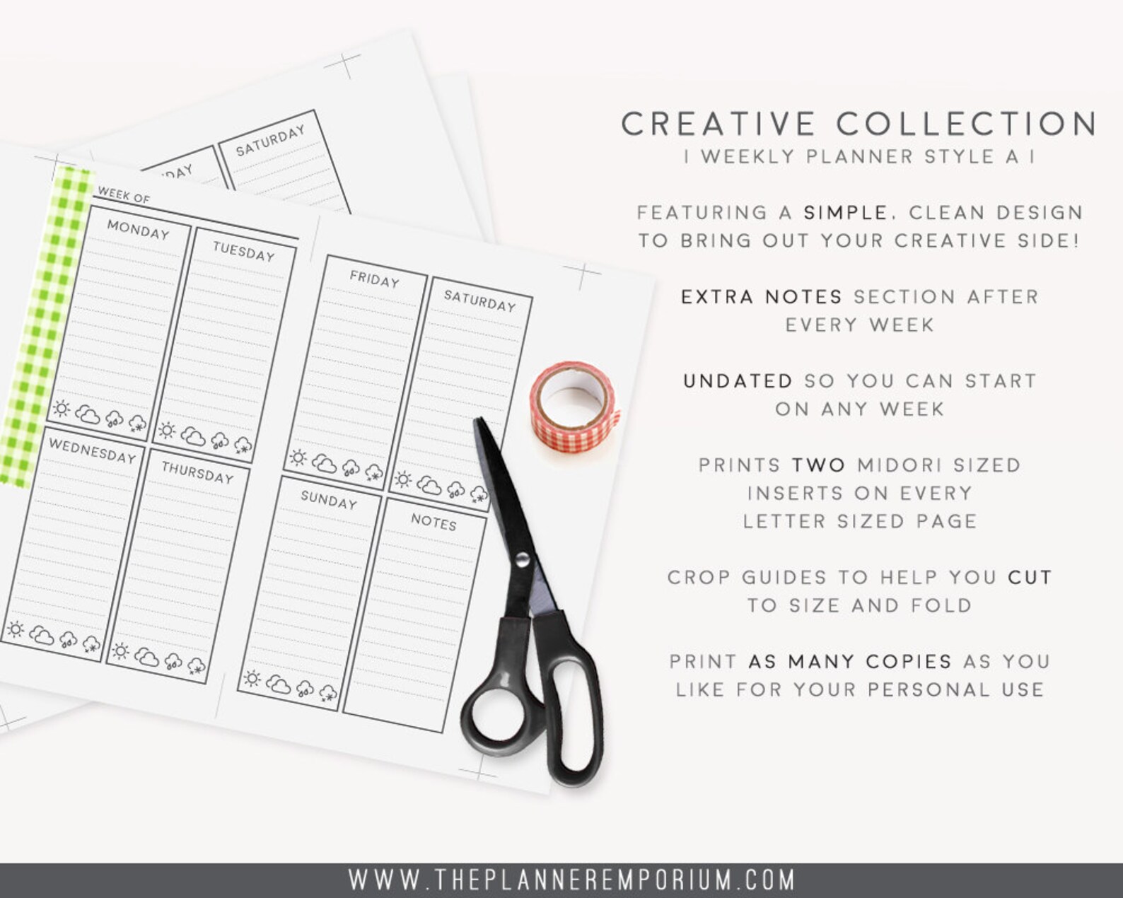 Midori Weekly Planner Inserts CREATIVE Collection Midori | Etsy