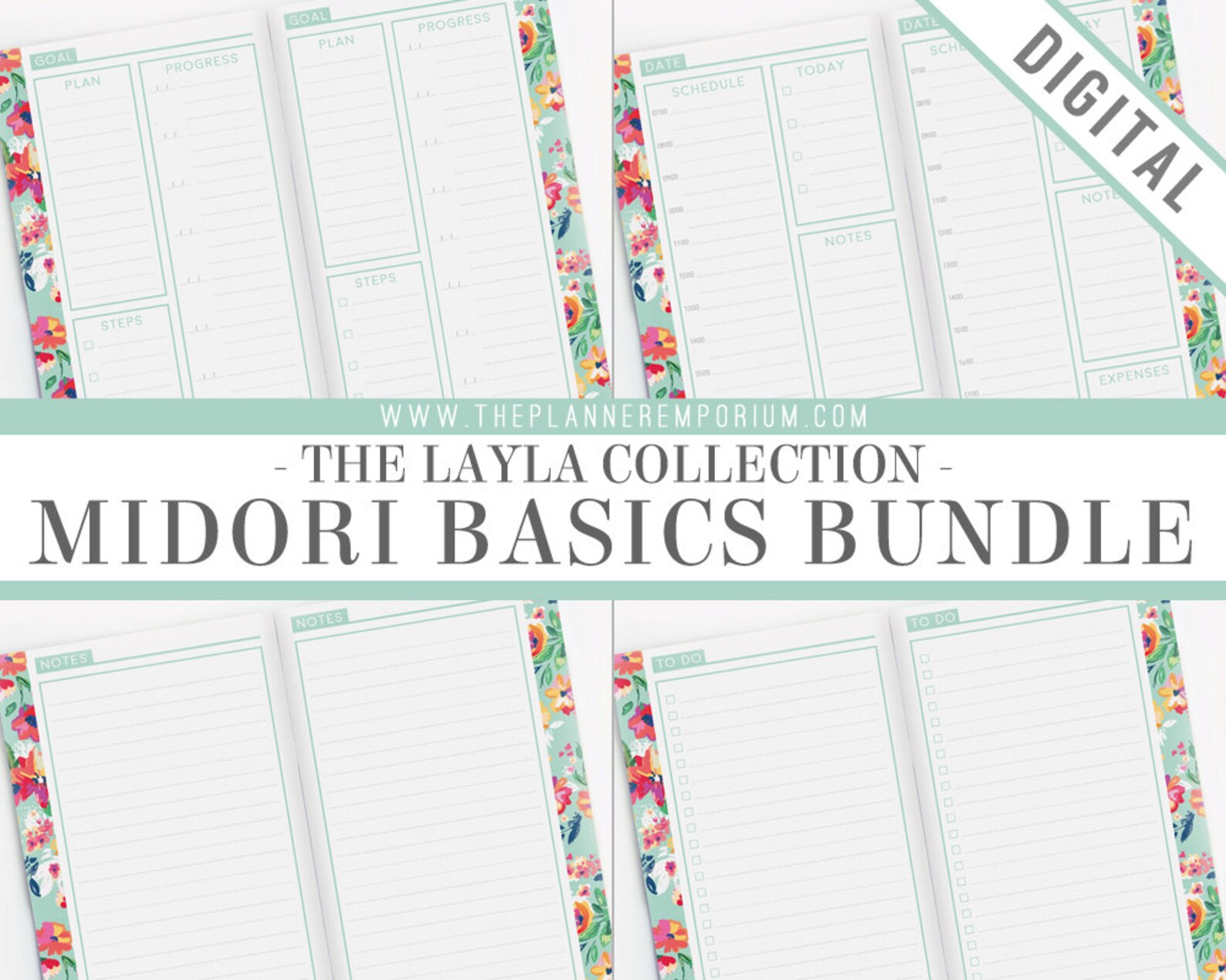 LAYLA Collection Midori Basics Bundle Five Printable Planner | Etsy