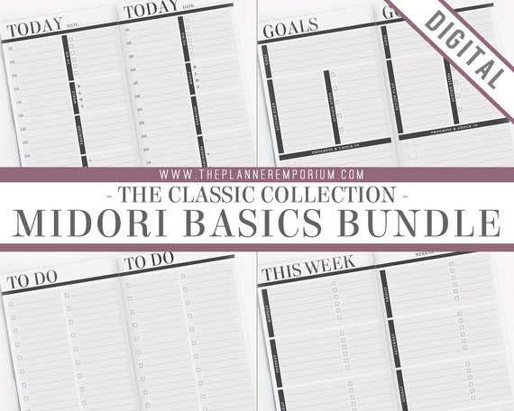 CLASSIC Collection Midori Basics Bundle - Five Printable Planner ...