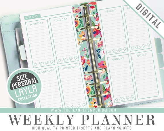 Personal Weekly Planner Inserts - LAYLA Collection - Fits Kikki K ...
