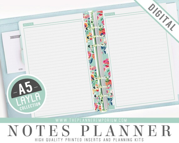 A5 Notes Planner Inserts - LAYLA Collection - Fits Kikki K Large ...