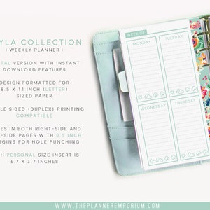 Personal Weekly Planner Inserts LAYLA Collection Fits - Etsy