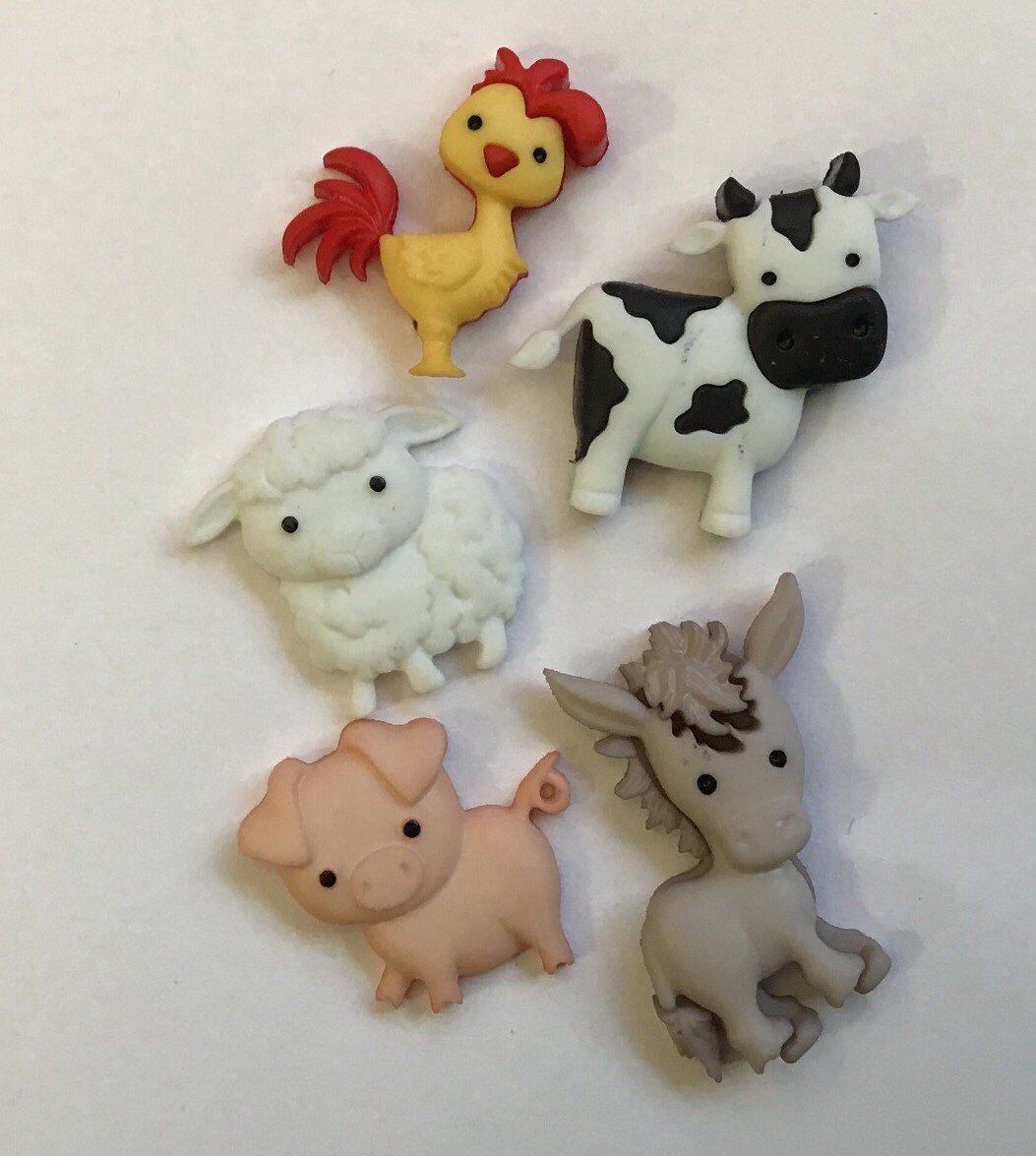 Farm Animal Miniature Silicone Molds: Chicken, Cow, Pig, Sheep, Donkey ...