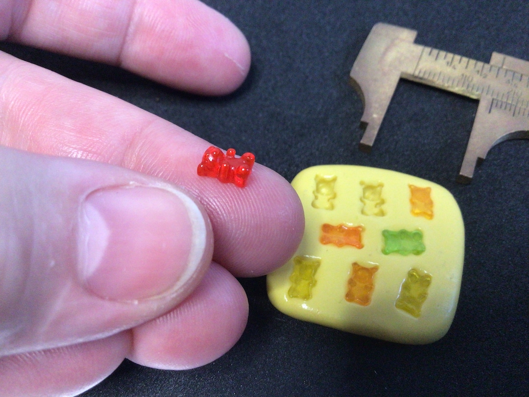 TEENY TINY Gummy Bears SILICONE Mold Smallest Candy Out There 1:6 Scale ...