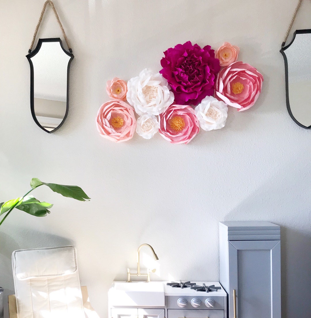 Crepe Paper Flower Wall-giant Paper Flower Set-nursery Wall Flowers ...