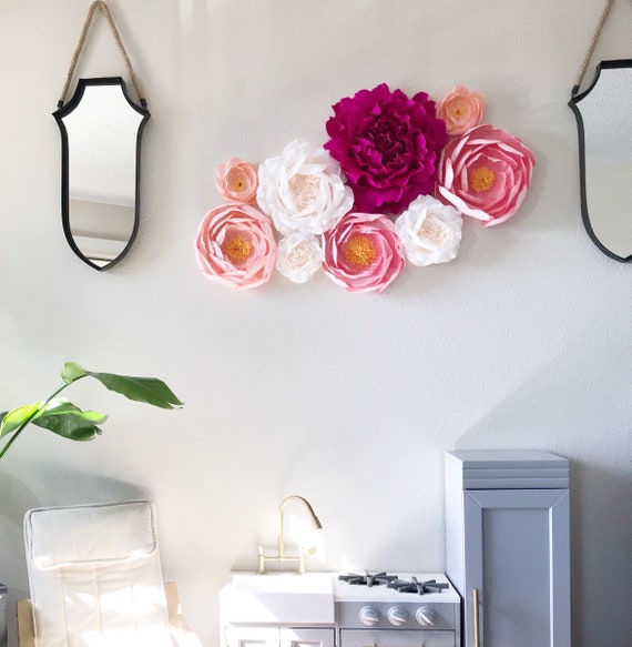 Crepe Paper Flower Wall-giant Paper Flower Set-nursery Wall - Etsy
