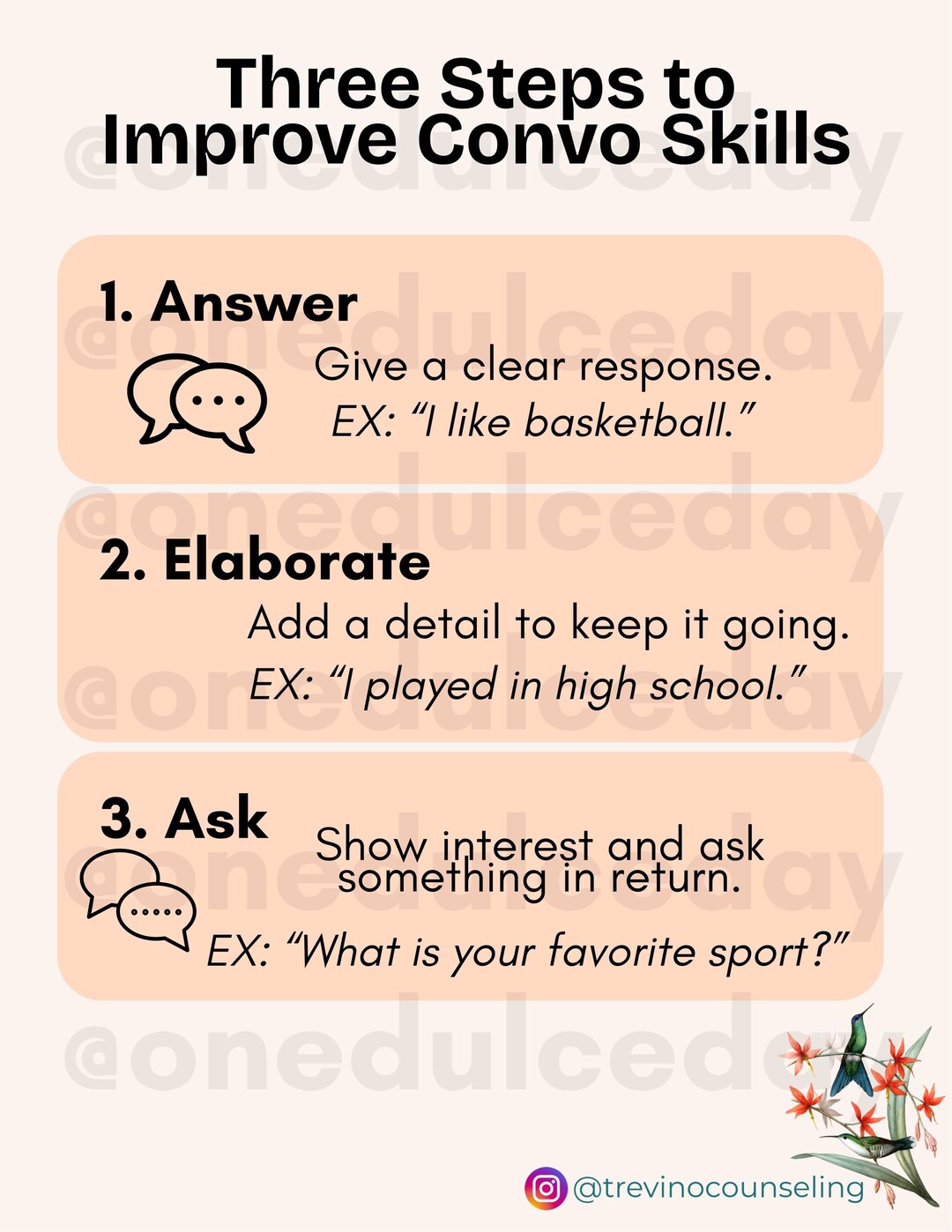 Conversational Skills Poster – 3 Easy Steps to Better Communication 8 ...