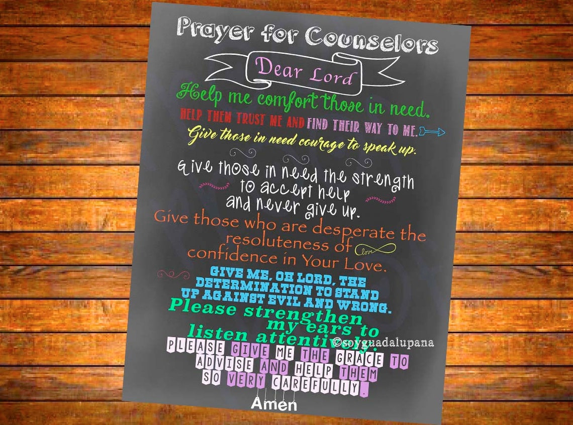 Counselor's Prayer Chalkboard Sign Poster Digital Download - Instant ...