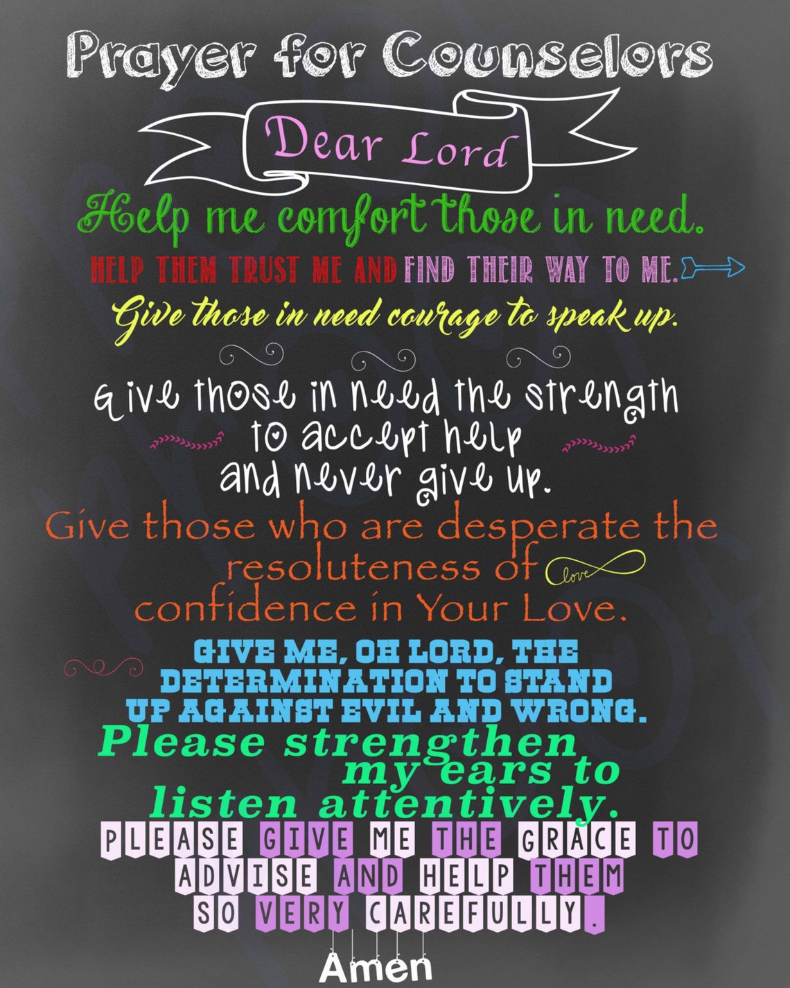 Counselor's Prayer Chalkboard Sign Poster Digital Download - Instant ...