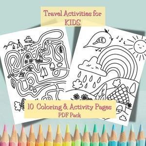 Travel Activity Pack Coloring Pages for Kids | Printable PDF Digital ...