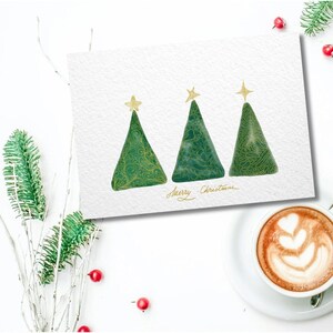Christmas Trees Greeting Card Printable Hand Drawn Digital Watercolor ...