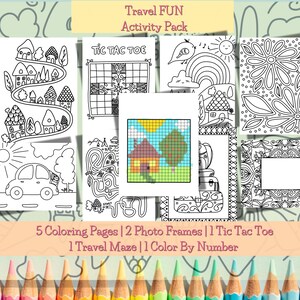 Travel Activity Pack Coloring Pages for Kids | Printable PDF Digital ...