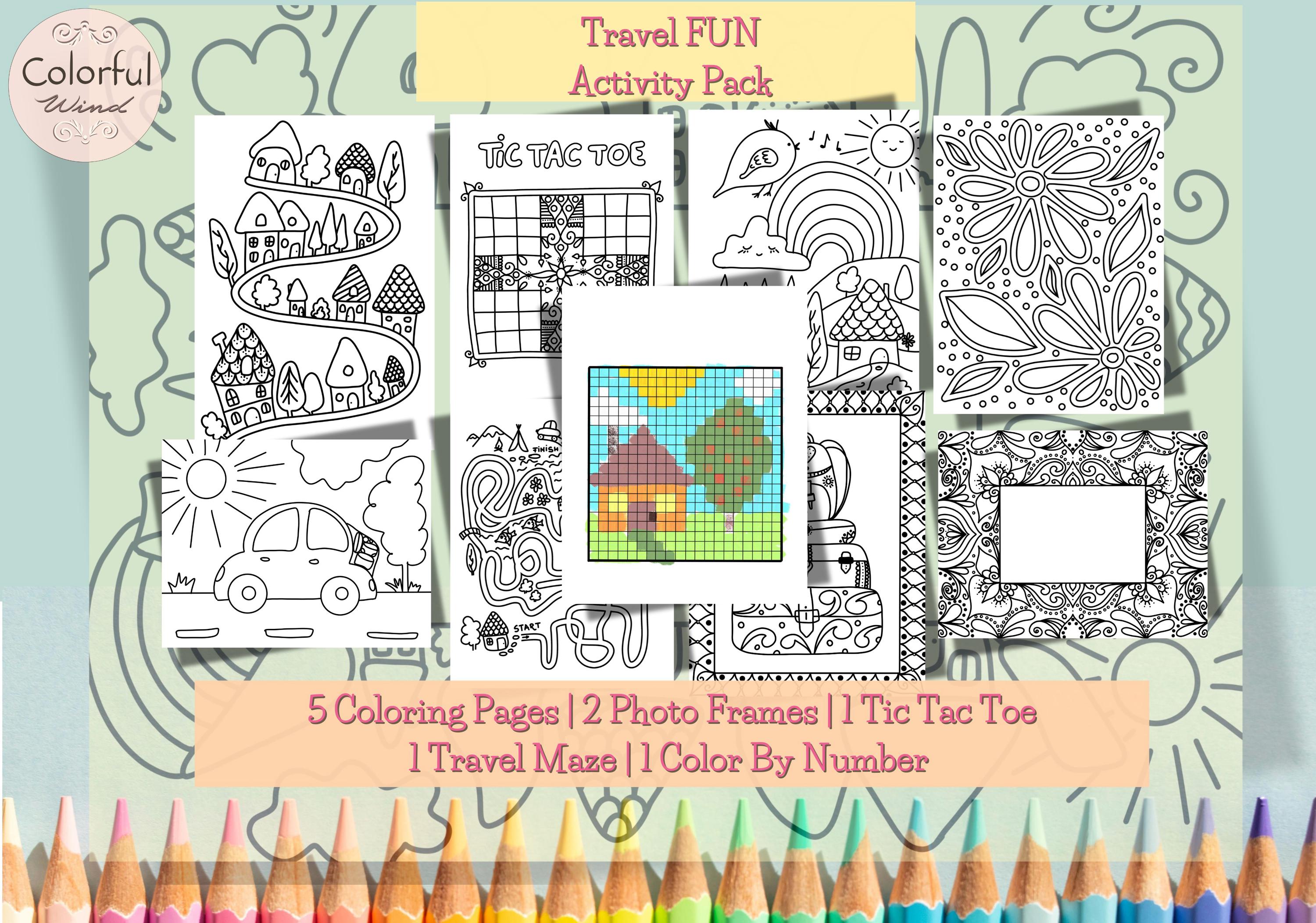 Travel Activity Pack Coloring Pages for Kids | Printable PDF Digital ...