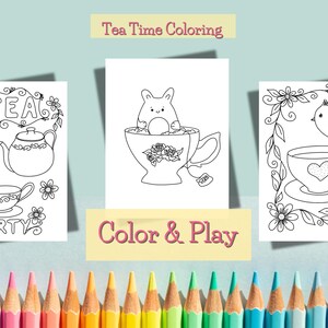 Tea Party Coloring Pack 9 Printable Activity Pages for Kids | US Letter ...