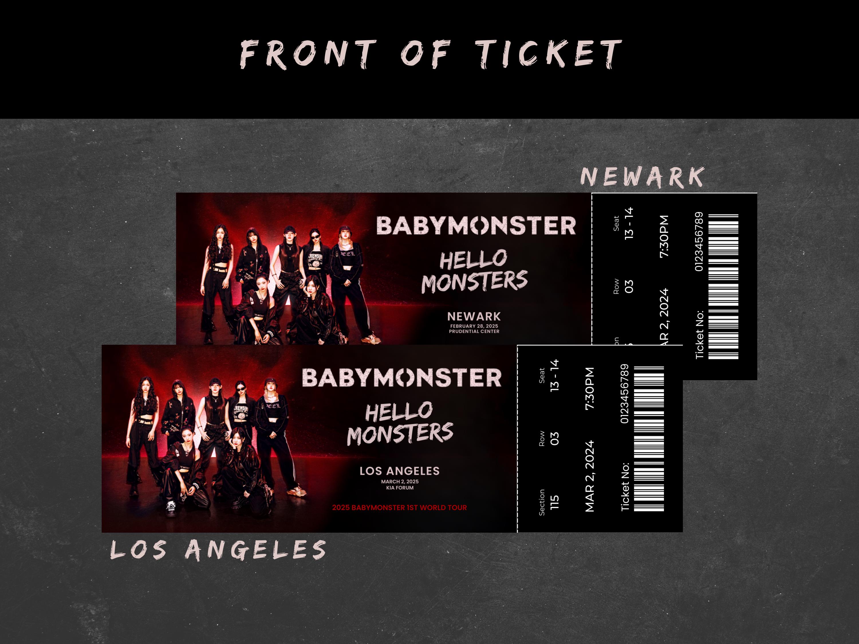 Editable Babymonster Concert Ticket Babymonster World Tour Babymonster ...