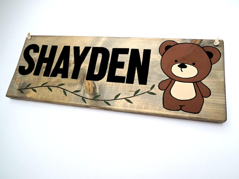 Woodland Nursery Name Sign Teddy Bear Personalized Baby - Etsy