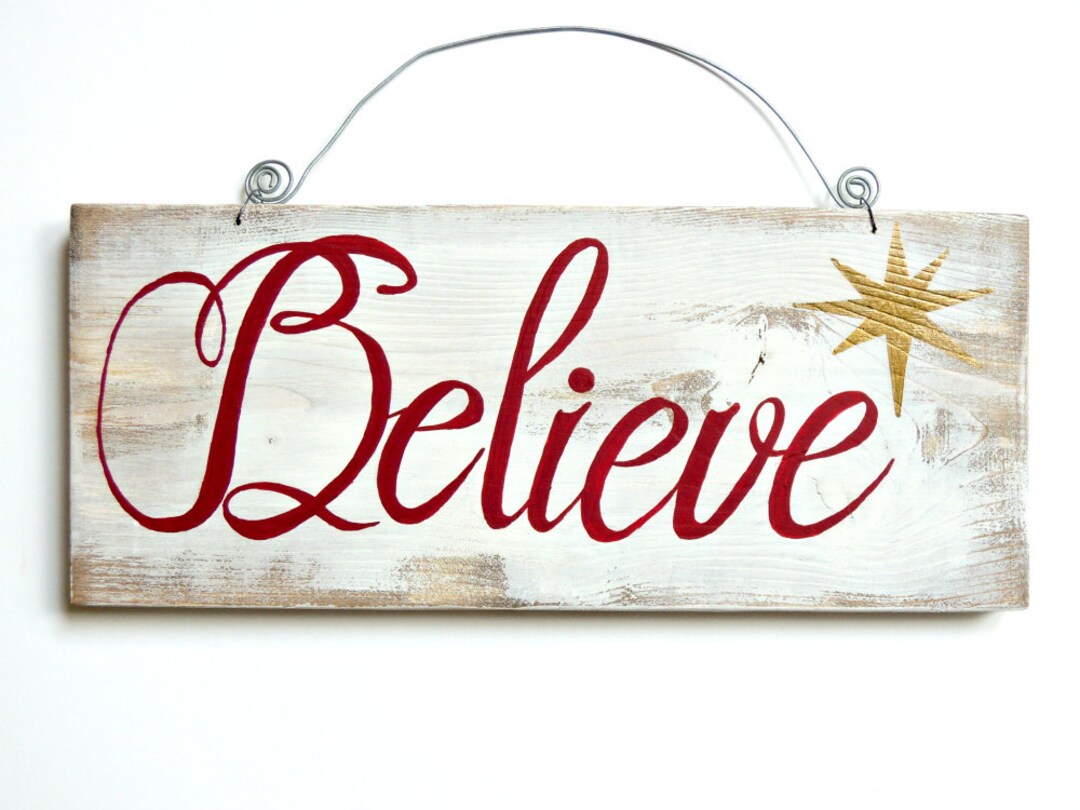 Christmas Wood Signs, Believe Wooden Sign, Believe Wall Art, Rustic ...