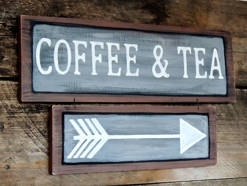 Coffee and Tea Sign, Coffee Signs, Tea Signs, Kitchen Decor, Coffee ...