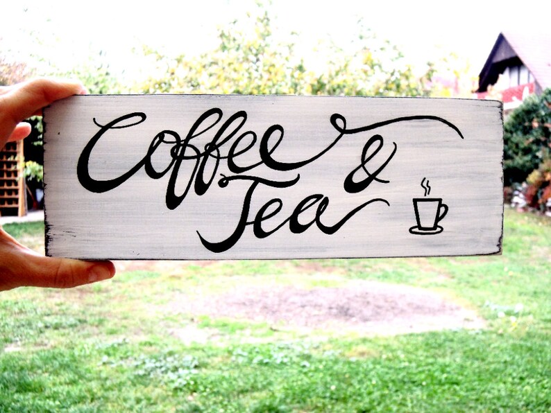 Letrero de café y té Letreros de café Letreros de té Arte - Etsy México