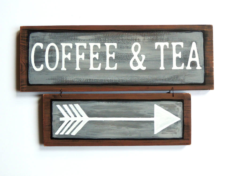 Coffee and Tea Sign, Coffee Signs, Tea Signs, Kitchen Decor, Coffee ...