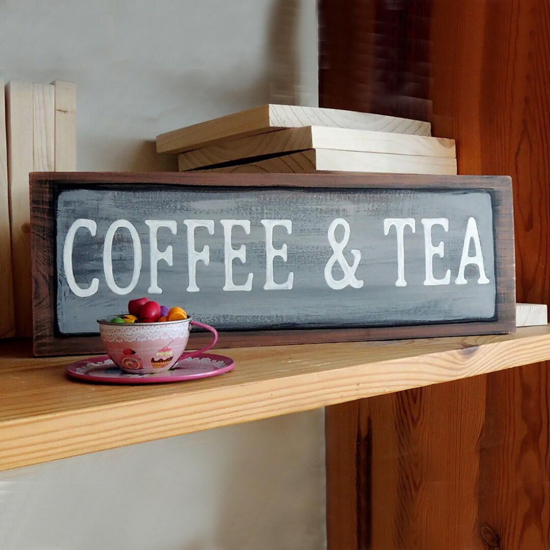 Coffee and Tea, Coffee Sign, Coffee Bar, Coffee Corner Decor, Farmhouse ...