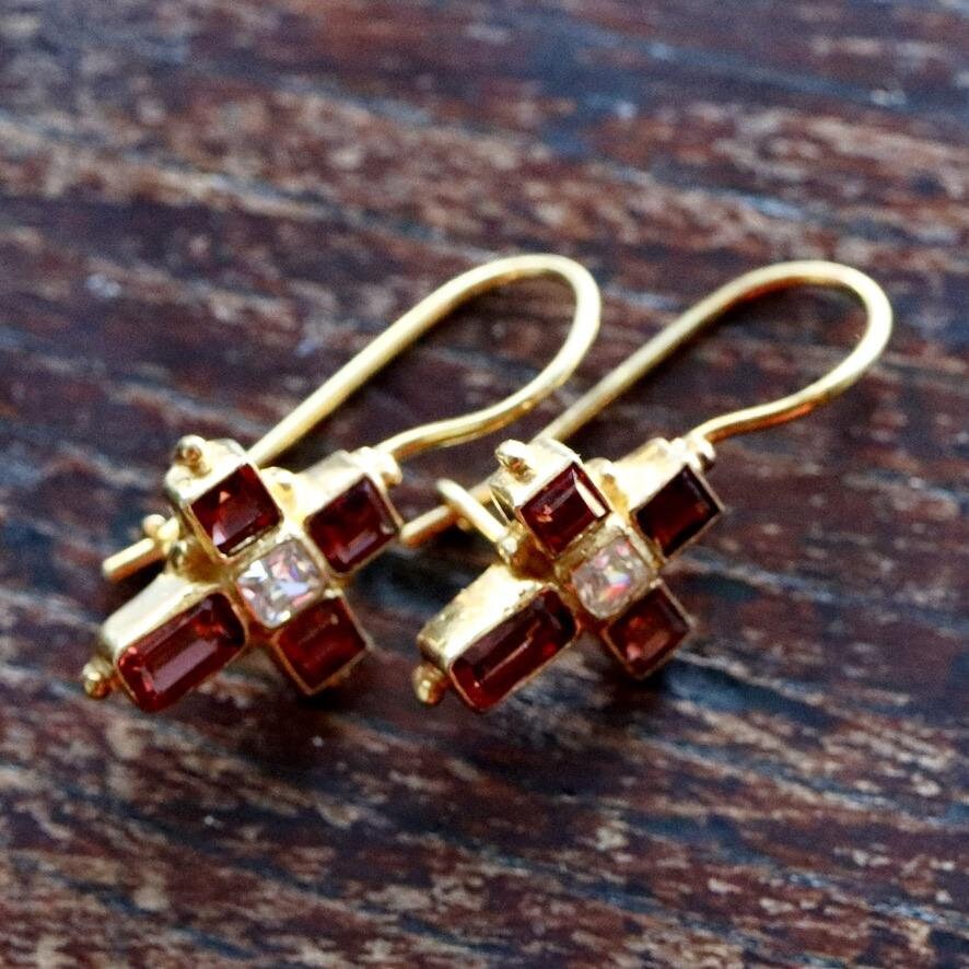 St. Albans Cross Garnet Earrings - Etsy
