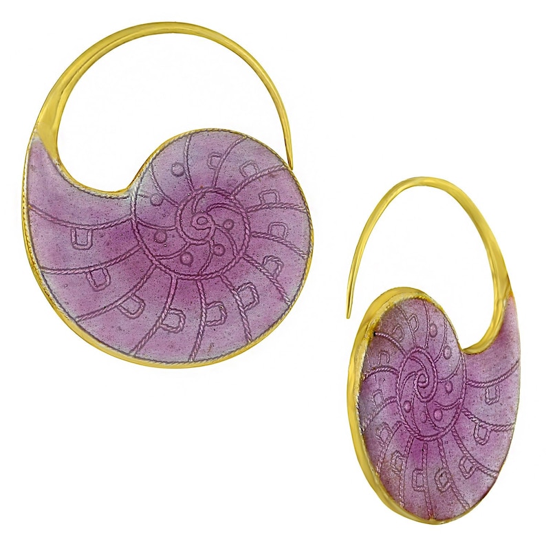 Vintage Laurel Inc Violet Nautilus Shell Gold-vermeil Earrings - Etsy