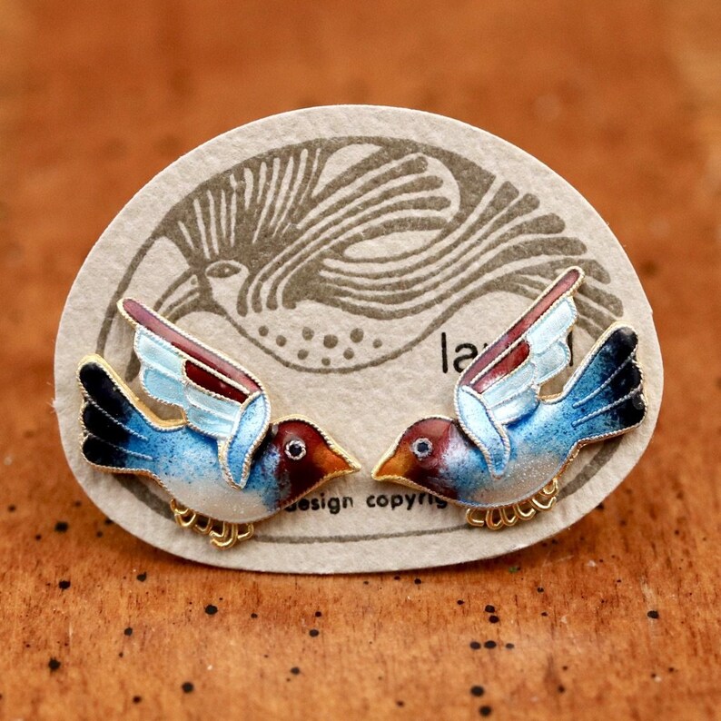Vintage Laurel Burch Bird Gold-vermeil Studs - Etsy