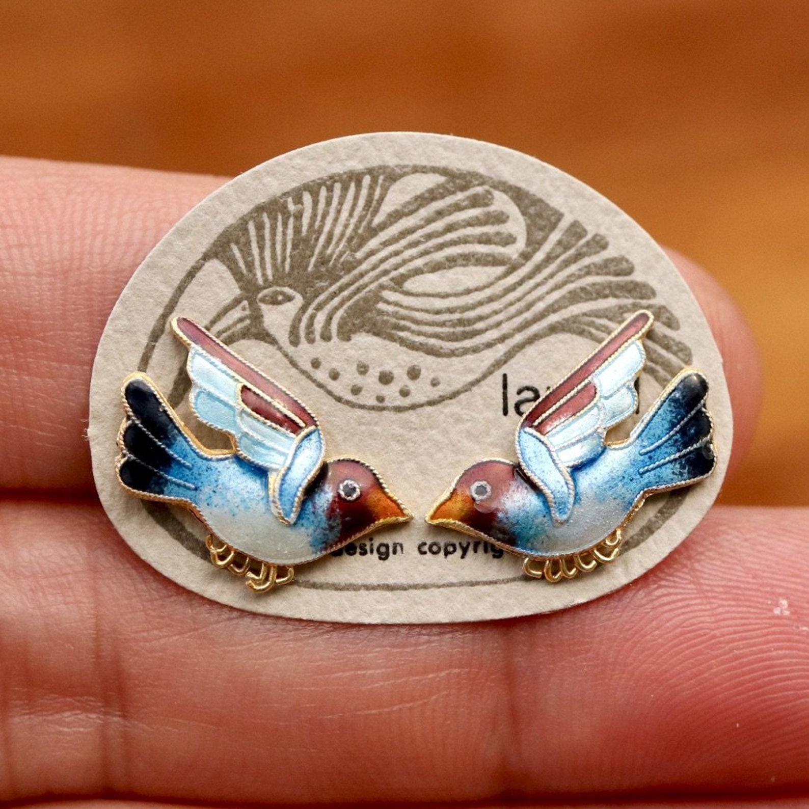 Vintage Laurel Burch Bird Gold-vermeil Studs - Etsy