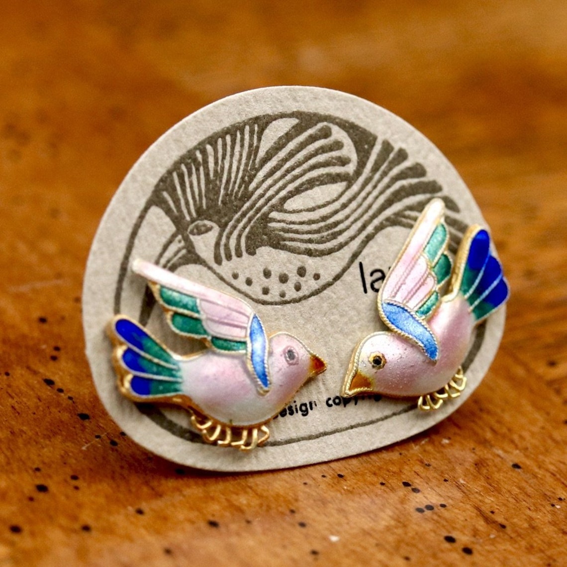 Vintage Laurel Burch Bird Gold-vermeil Studs - Etsy