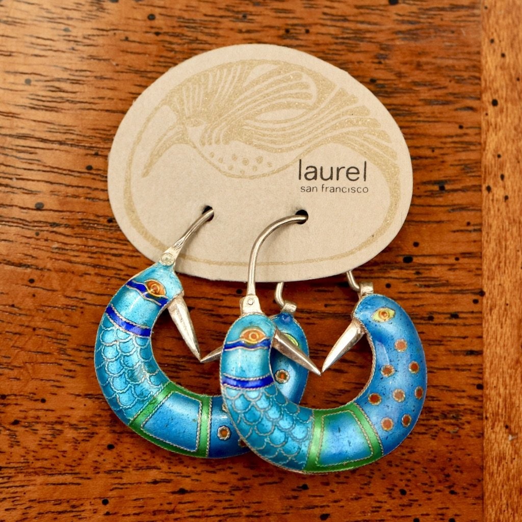 Vintage Laurel Burch Stylized Bird Silver Earrings - Etsy