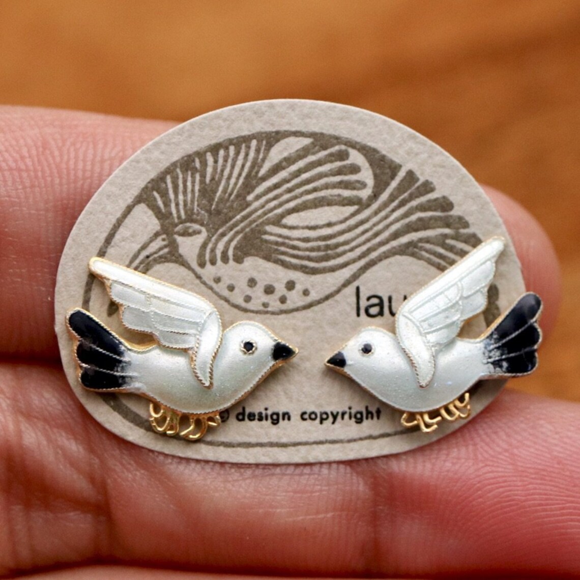 Vintage Laurel Burch Bird Gold-vermeil Studs - Etsy