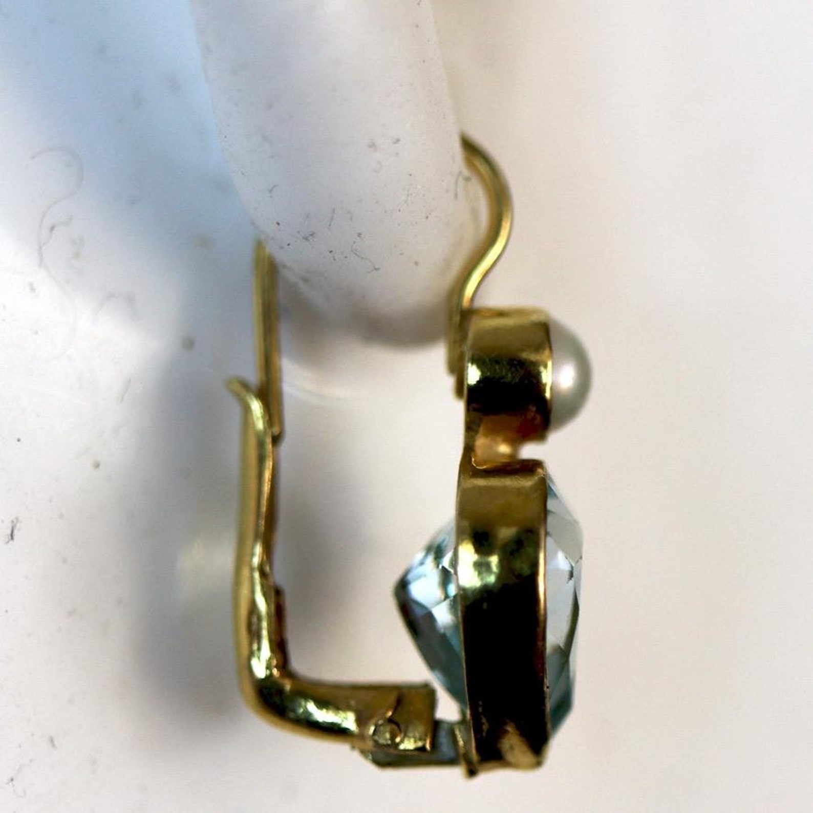 Becky Sharp 14k Gold, Blue Topaz and Pearl Earrings - Etsy