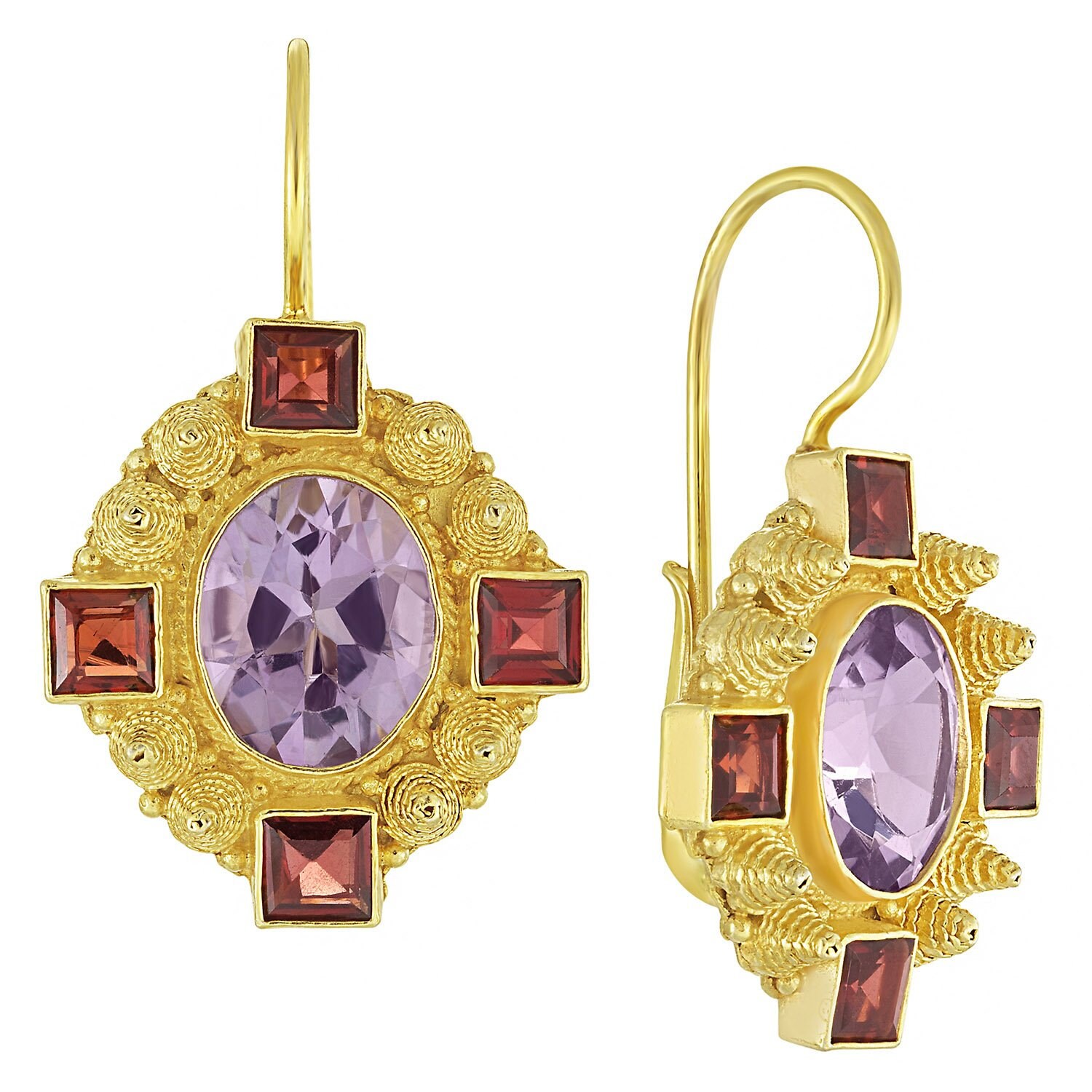 Queen Bess Amethyst and Garnet Earrings - Etsy