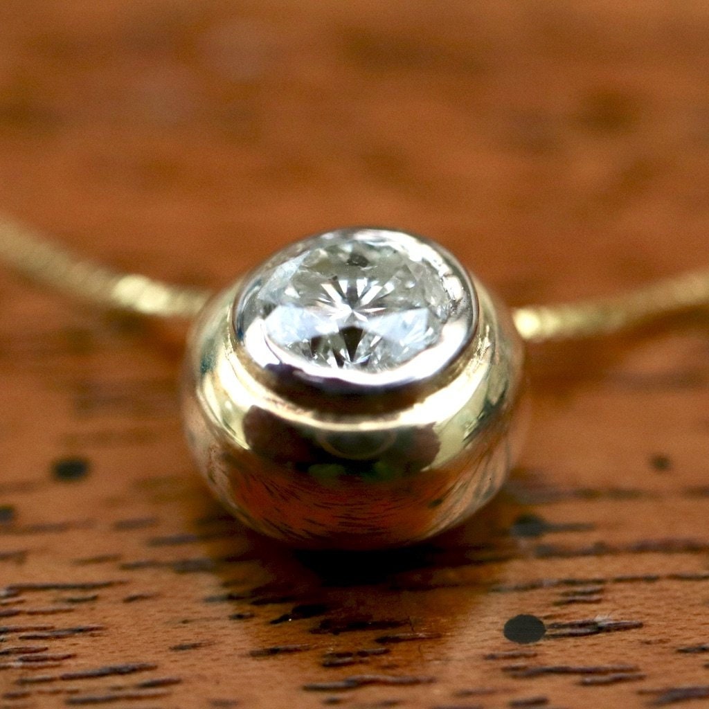 Globe 14k Gold and Diamond Necklace - Etsy