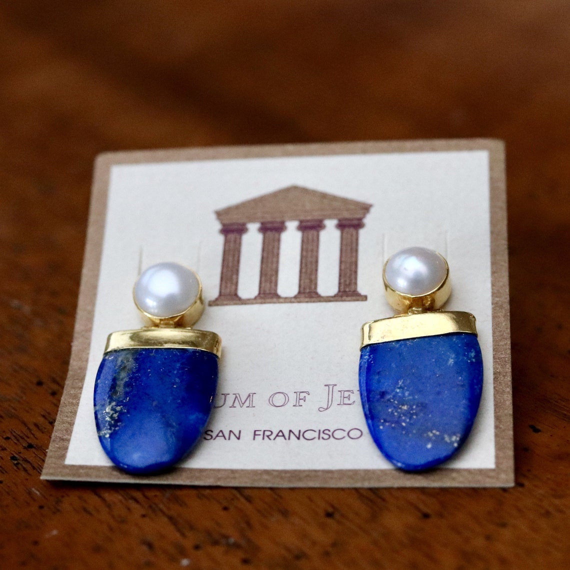 Lapis Shield Deco Earrings - Etsy