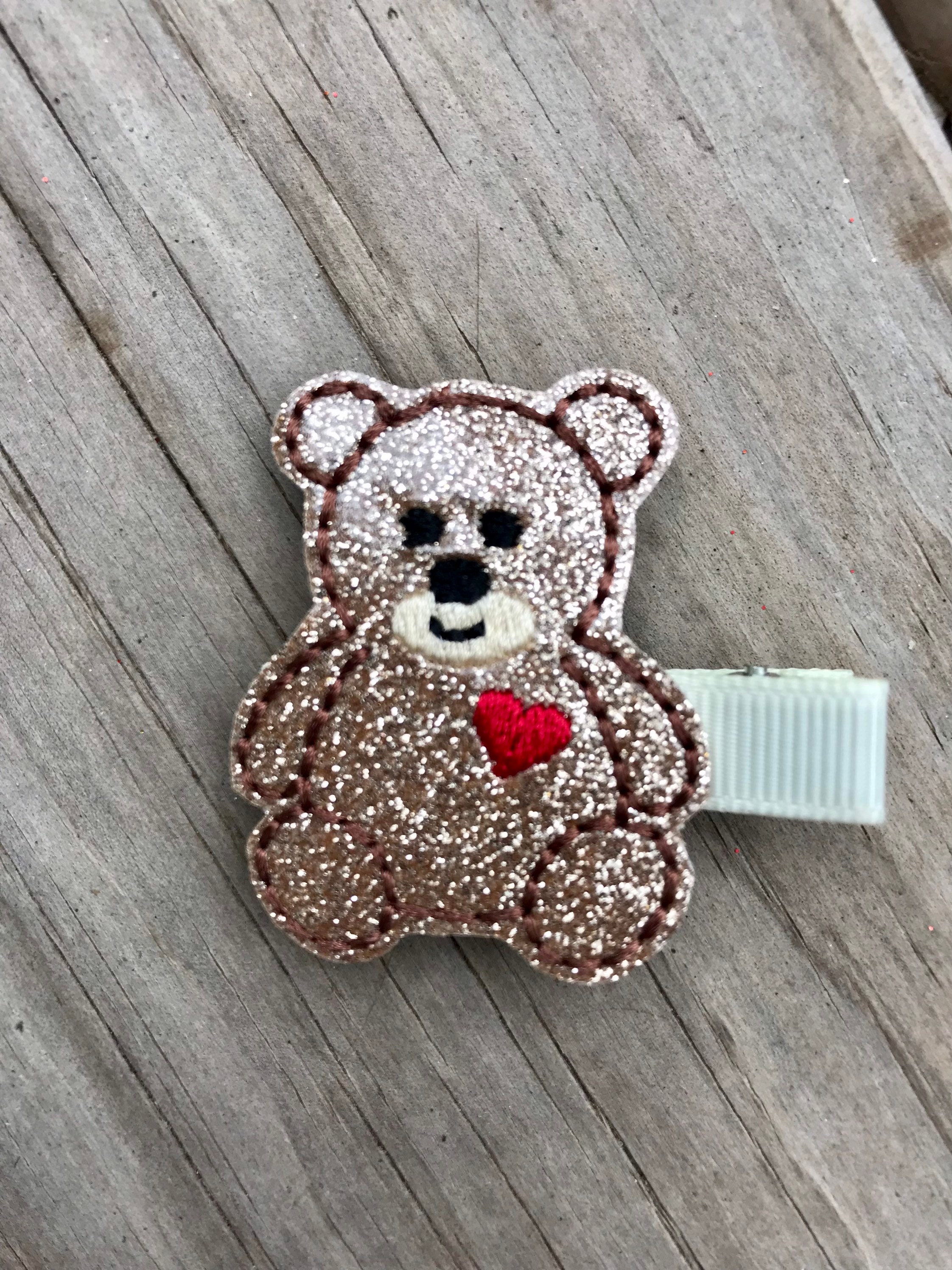 Teddy Bear Hair Clip Teddy Bear Felt Hair Clips Embroidered - Etsy