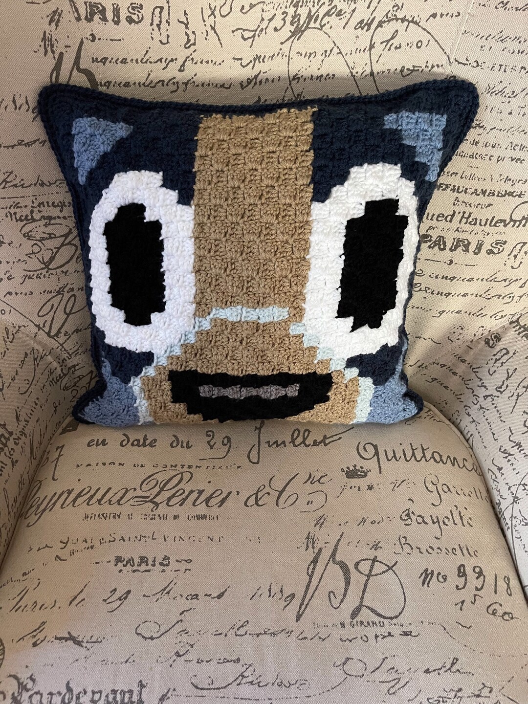 Digital Pattern, Crochet Blue Dog, Crochet Pillow Covers, Pillow Cover ...
