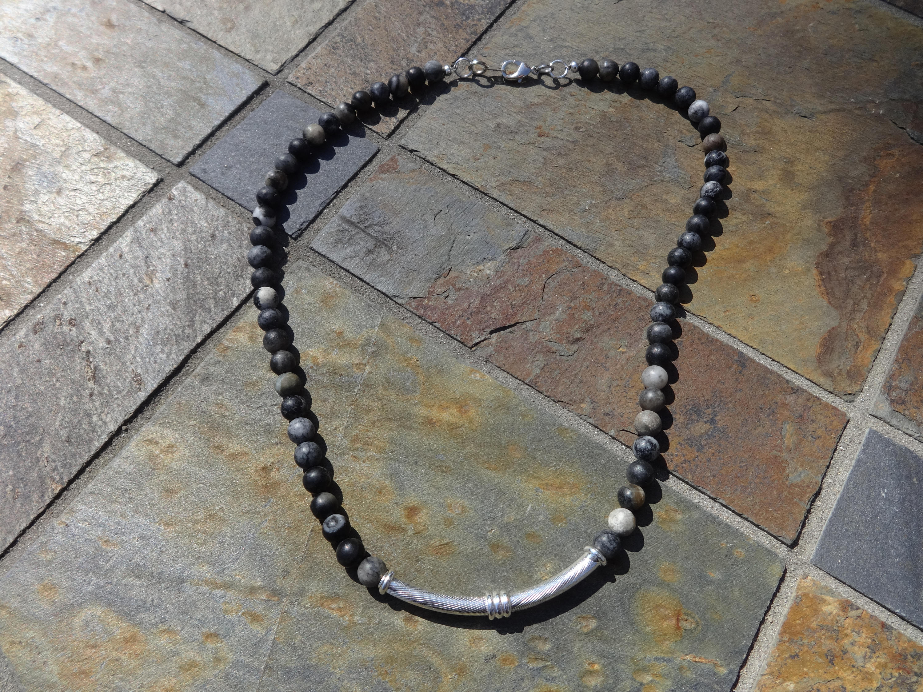 Single Strand Black Network Stone Necklace - Etsy