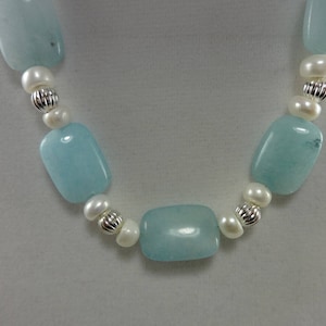 Single Strand Green Glass/freshwater Pearl Necklace and Earring Set ...