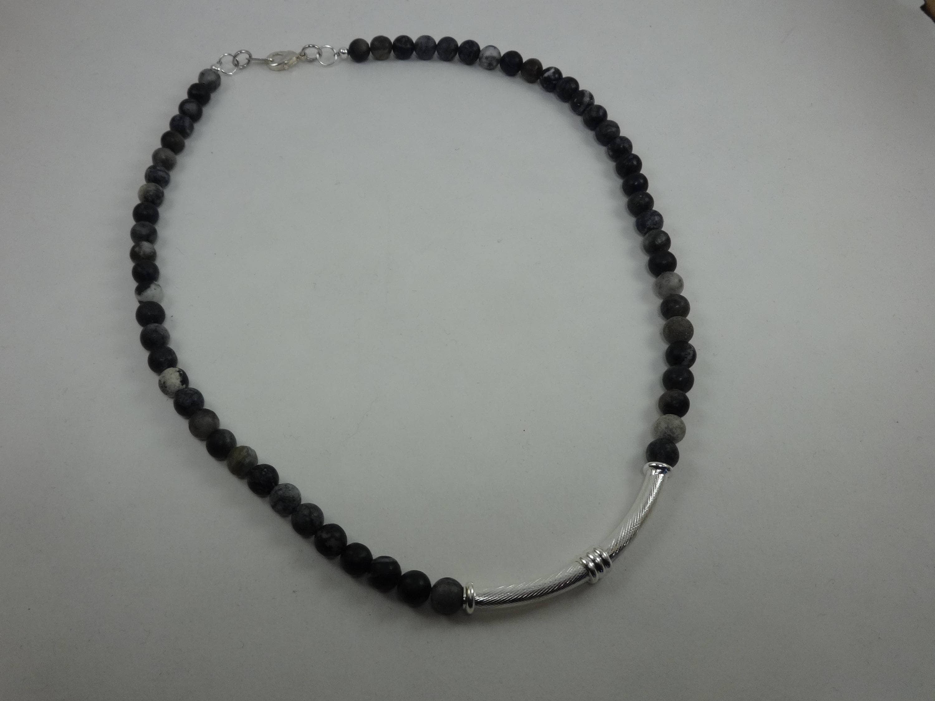Single Strand Black Network Stone Necklace - Etsy