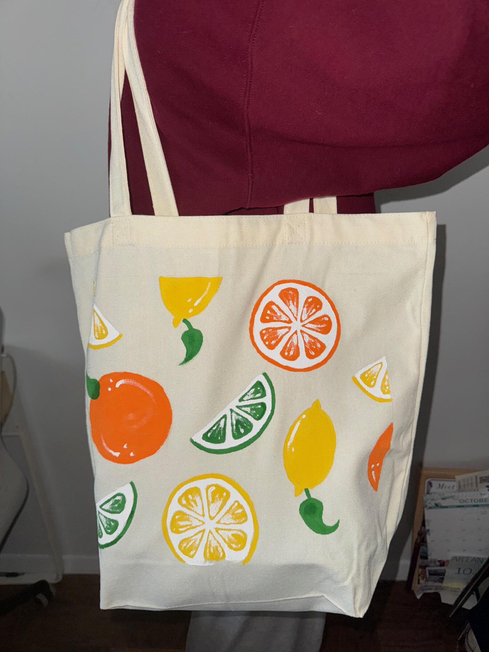 Hand Painted Citrus Theme Tote Bag - Etsy