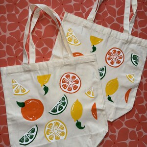 Hand Painted Citrus Theme Tote Bag - Etsy