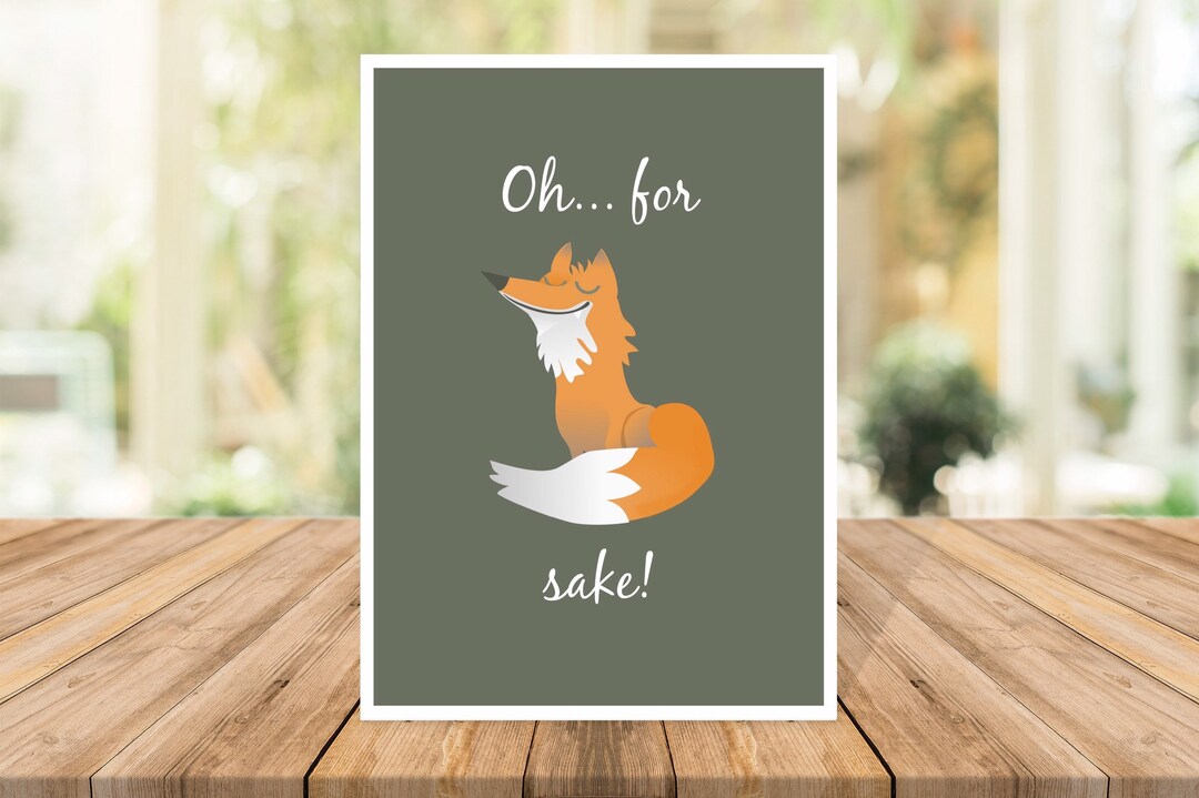 For Fox Sake Card, Funny Fox Card, Birthday Card, Card for Fox Lover - Etsy
