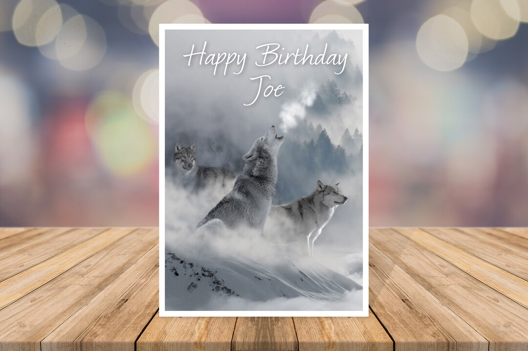 Personalised Wolves Card, Custom Made Card, Wolf Lovers Card, Card With ...